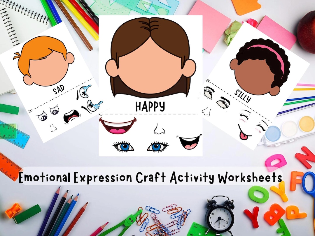 Blank Face Emotions Activity Kids Cut & Paste Printable (PDF Download ...