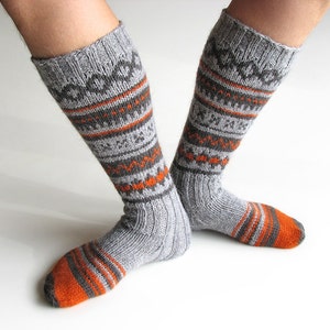 Warm Winter Knee High Thick Socks 100% Natural Wool Handmade Practical ...