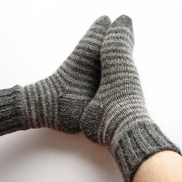Warm Winter Knee High Thick Socks 100% Natural Wool Handmade Practical ...