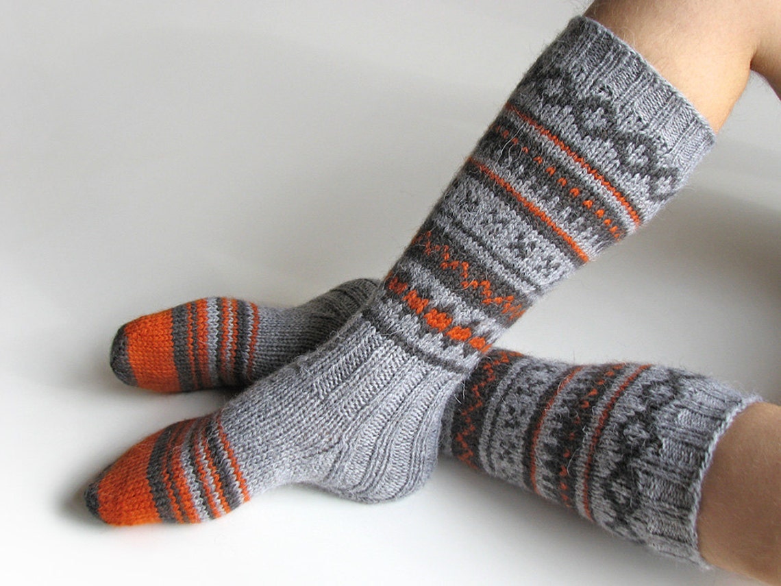 Warm Winter Knee High Thick Socks 100% Natural Wool Handmade - Etsy