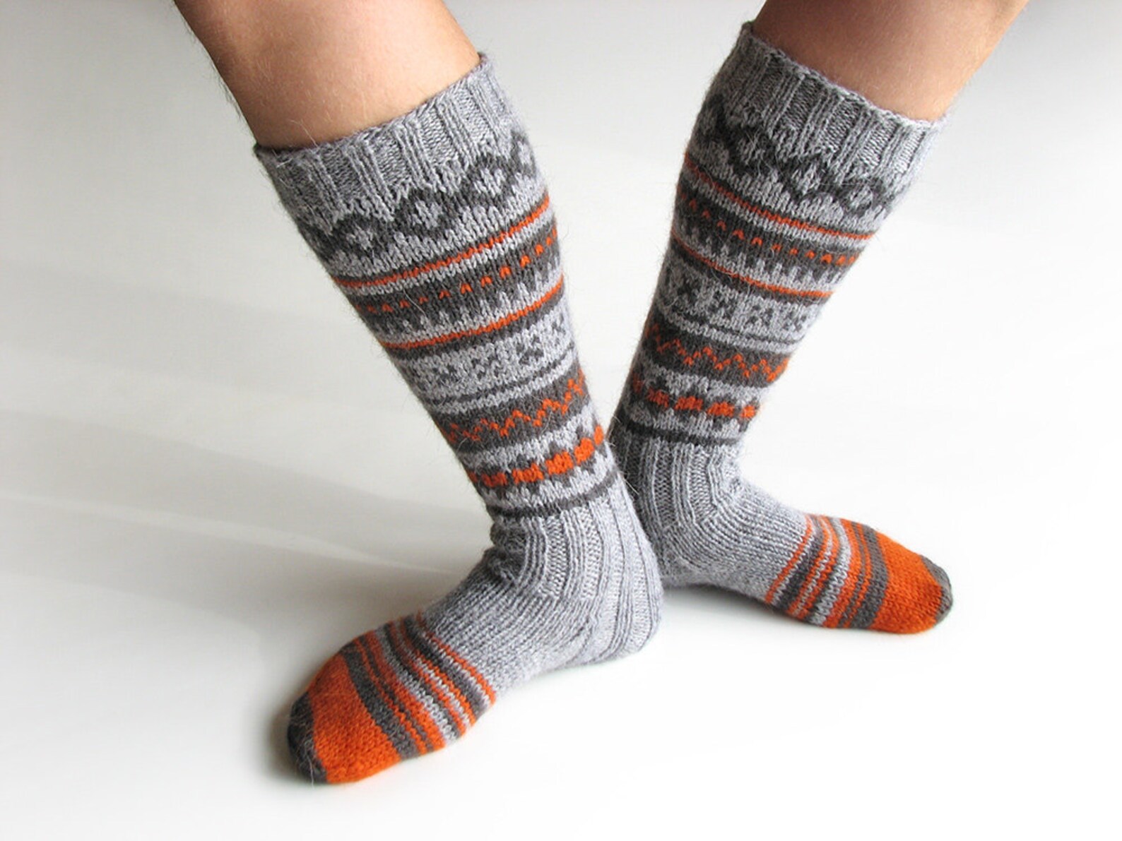 Warm Winter Knee High Thick Socks 100% Natural Wool Handmade | Etsy