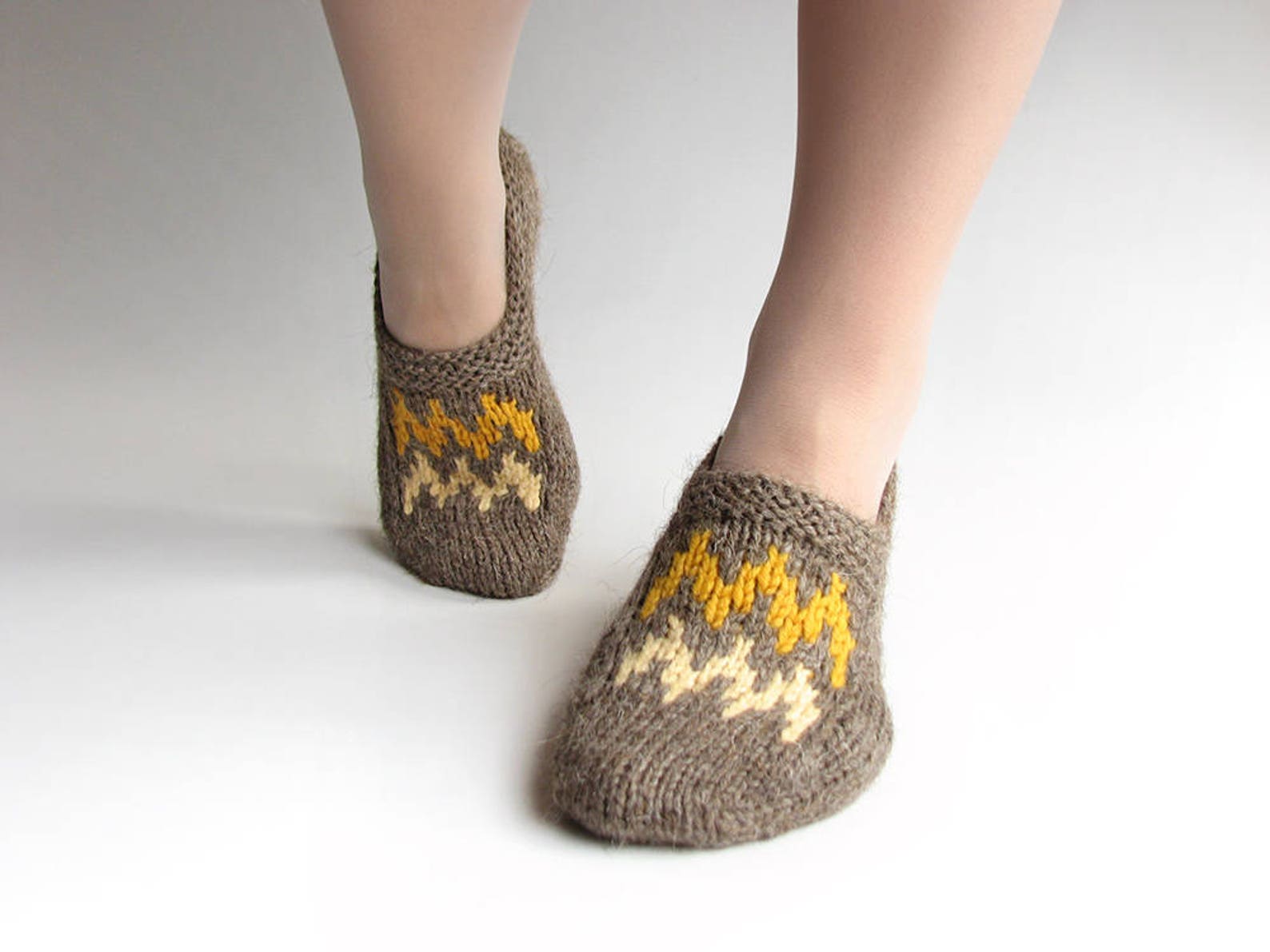 Women Hand Knitted Woolen Slippers Warm Winter Slipper Socks - Etsy