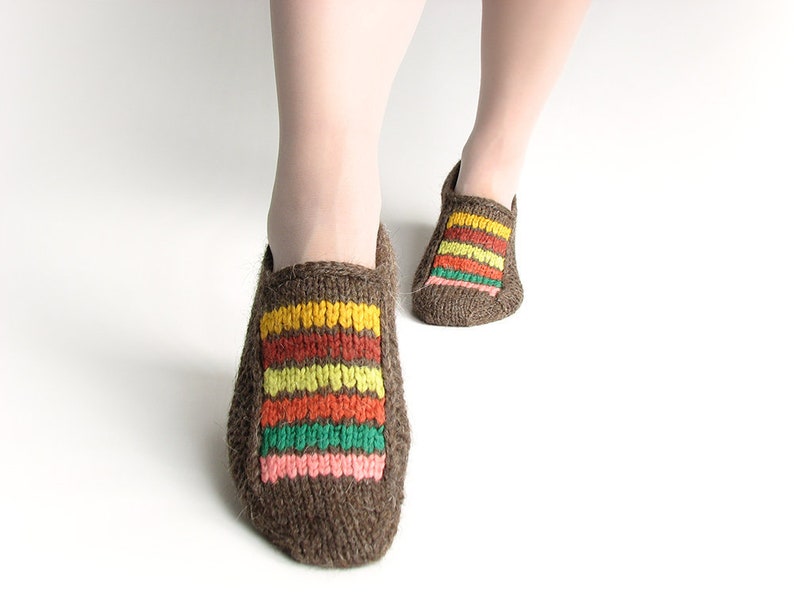 Hand Knitted 100% Natural Woolen Women Soft Slippers Ankle - Etsy