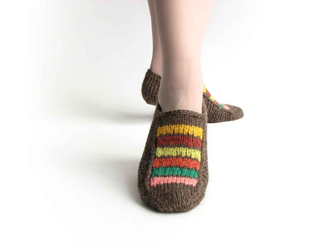 Hand Knitted 100% Natural Woolen Women Soft Slippers Ankle - Etsy