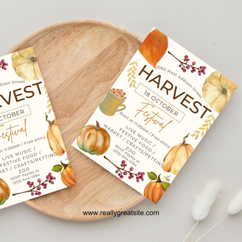 Editable Harvest Festival Flyer Template: Fall Colors, Canva Design ...