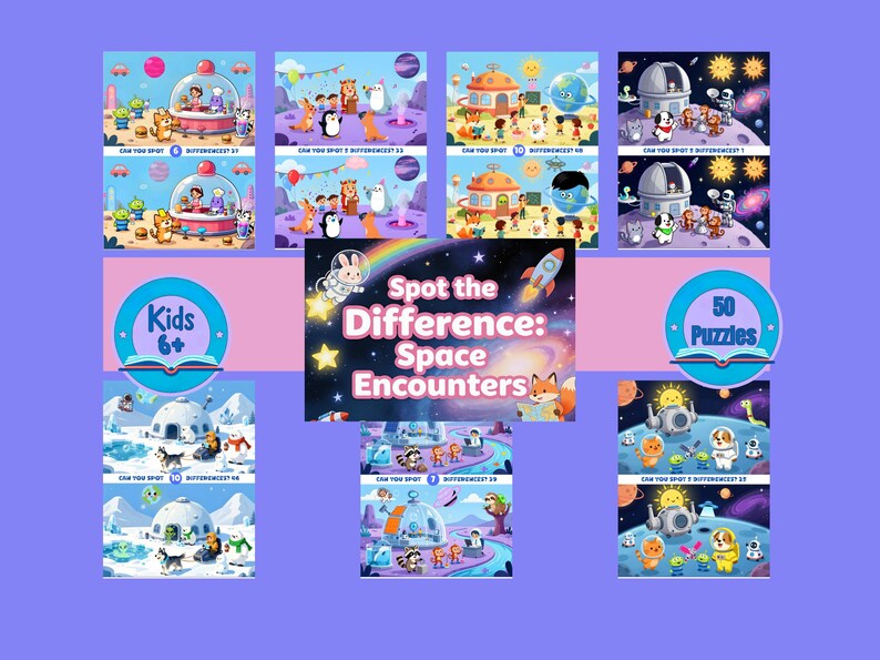 Spot the Difference Space Encounters Puzzles for Kids 6+, Downloadable ...