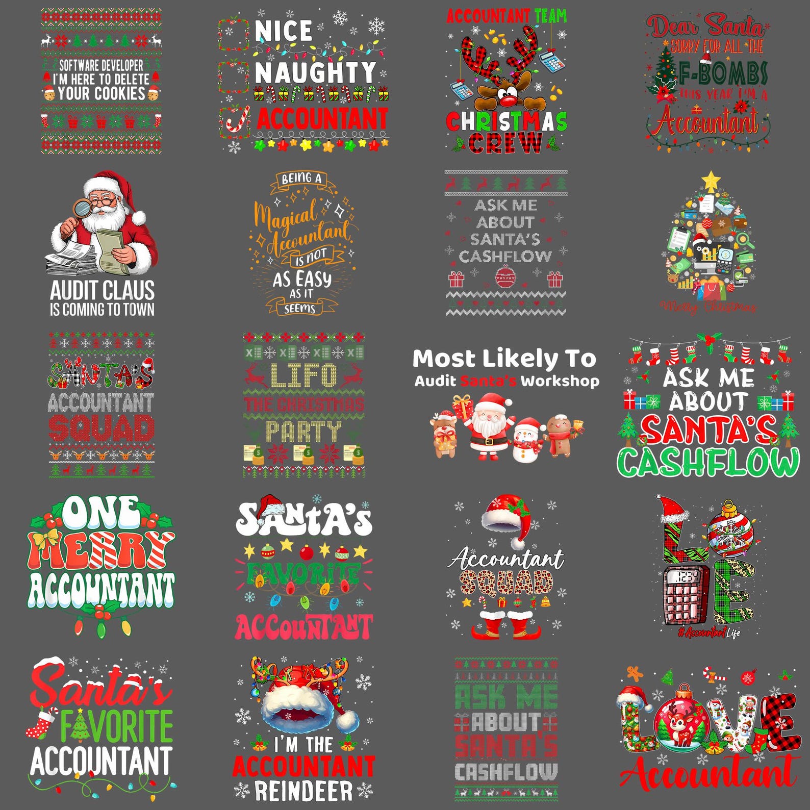 Accountant Christmas Vibes PNG – Funny Santas Favorite Accounting ...