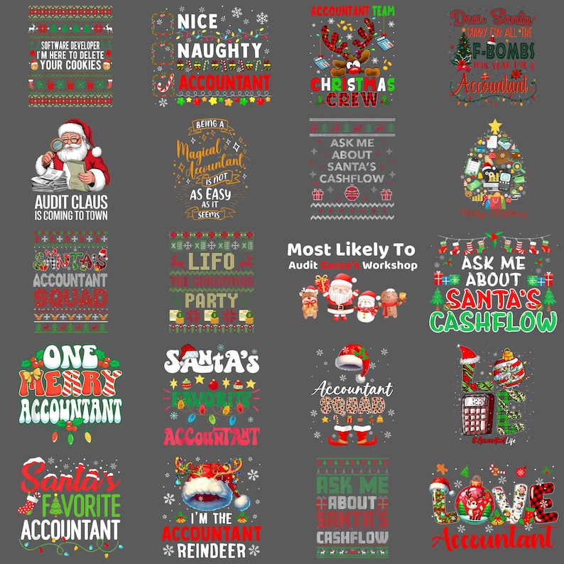 Accountant Christmas Vibes PNG – Funny Santas Favorite Accounting ...