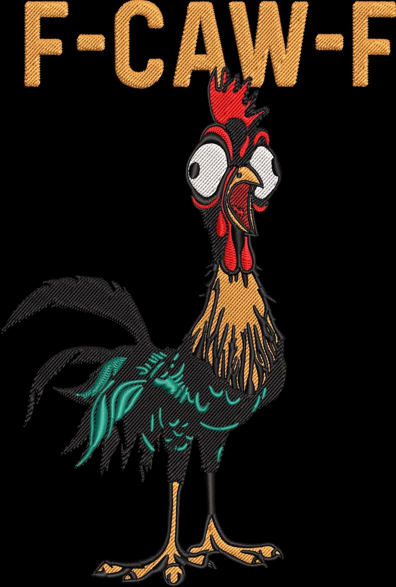 F-caw-f Chicken Funny, Crazy Rooster Meme Embroidery Design, Screaming Quote Rooster Meme, Farm ...