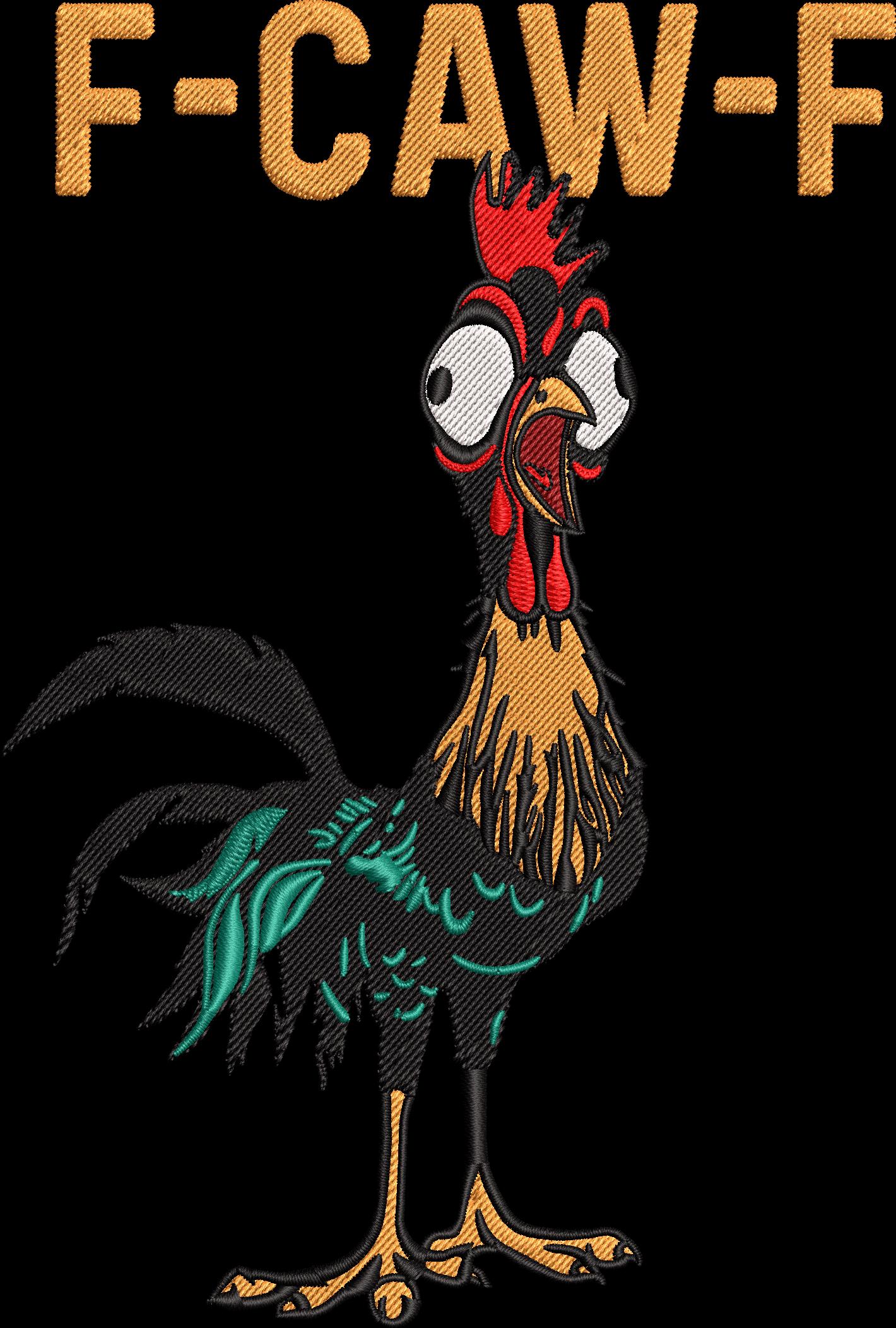 F-caw-f Chicken Funny, Crazy Rooster Meme Embroidery Design, Screaming ...