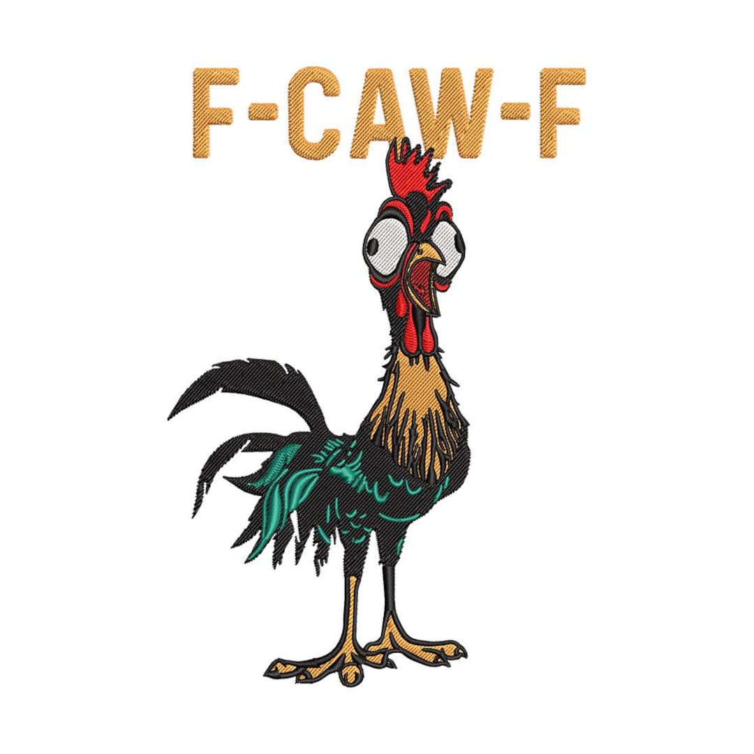 F-caw-f Chicken Funny, Crazy Rooster Meme Embroidery Design, Screaming ...