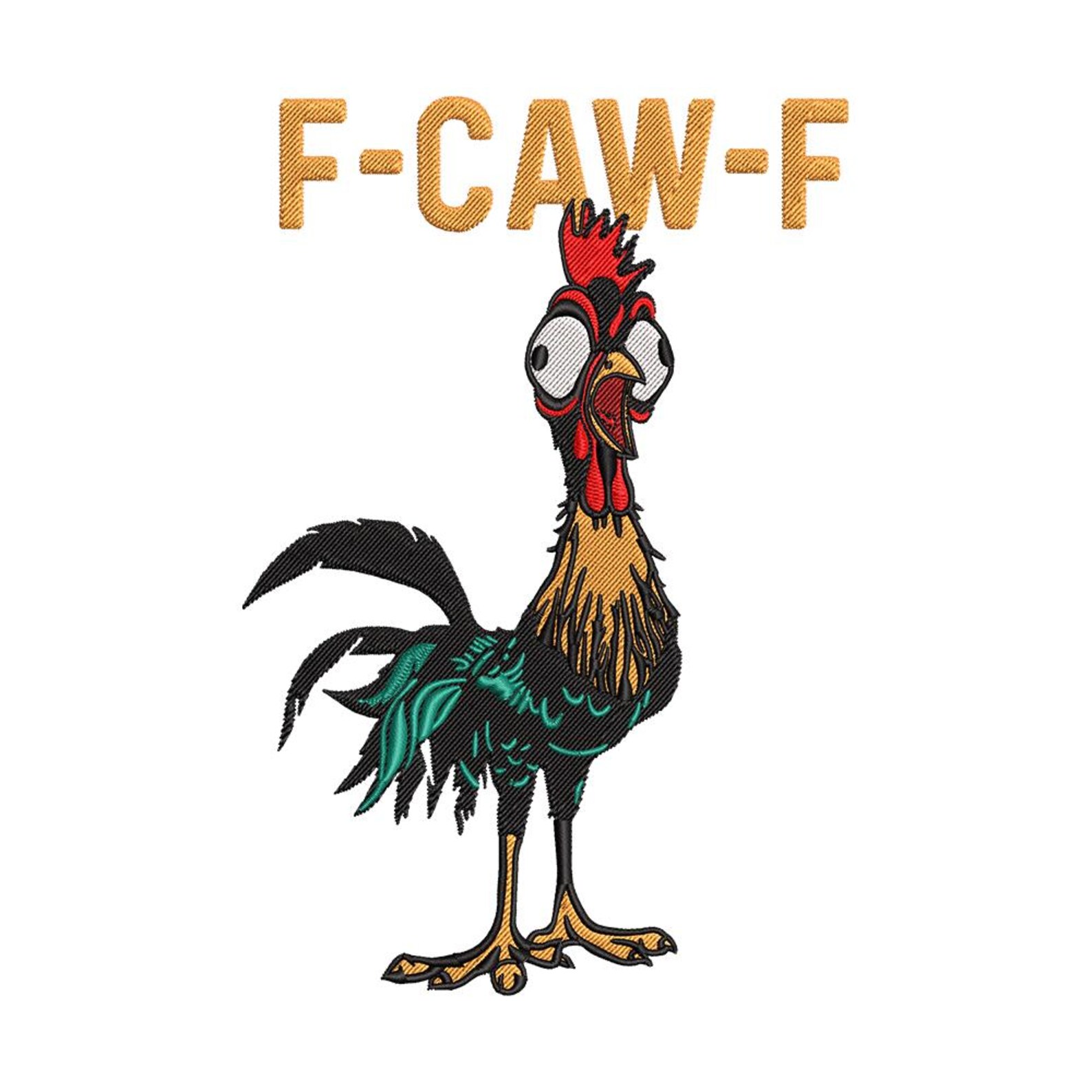 F-caw-f Chicken Funny, Crazy Rooster Meme Embroidery Design, Screaming ...