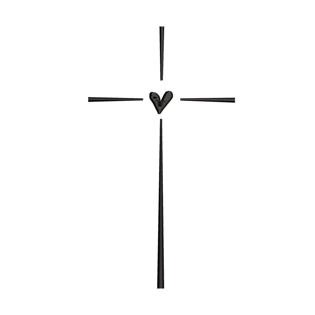 Vertical Cross Embroidered Design, Cross With Heart Embroidery, Jesus ...