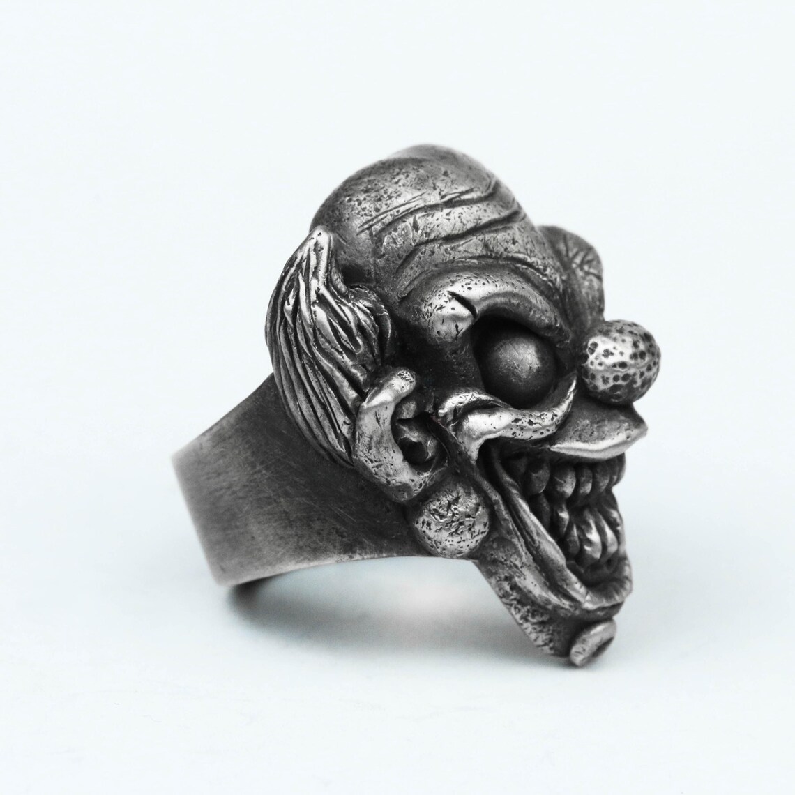 Evil Clown Smiling Ring, Creepy Clown Face Sterling Silver Pendant ...
