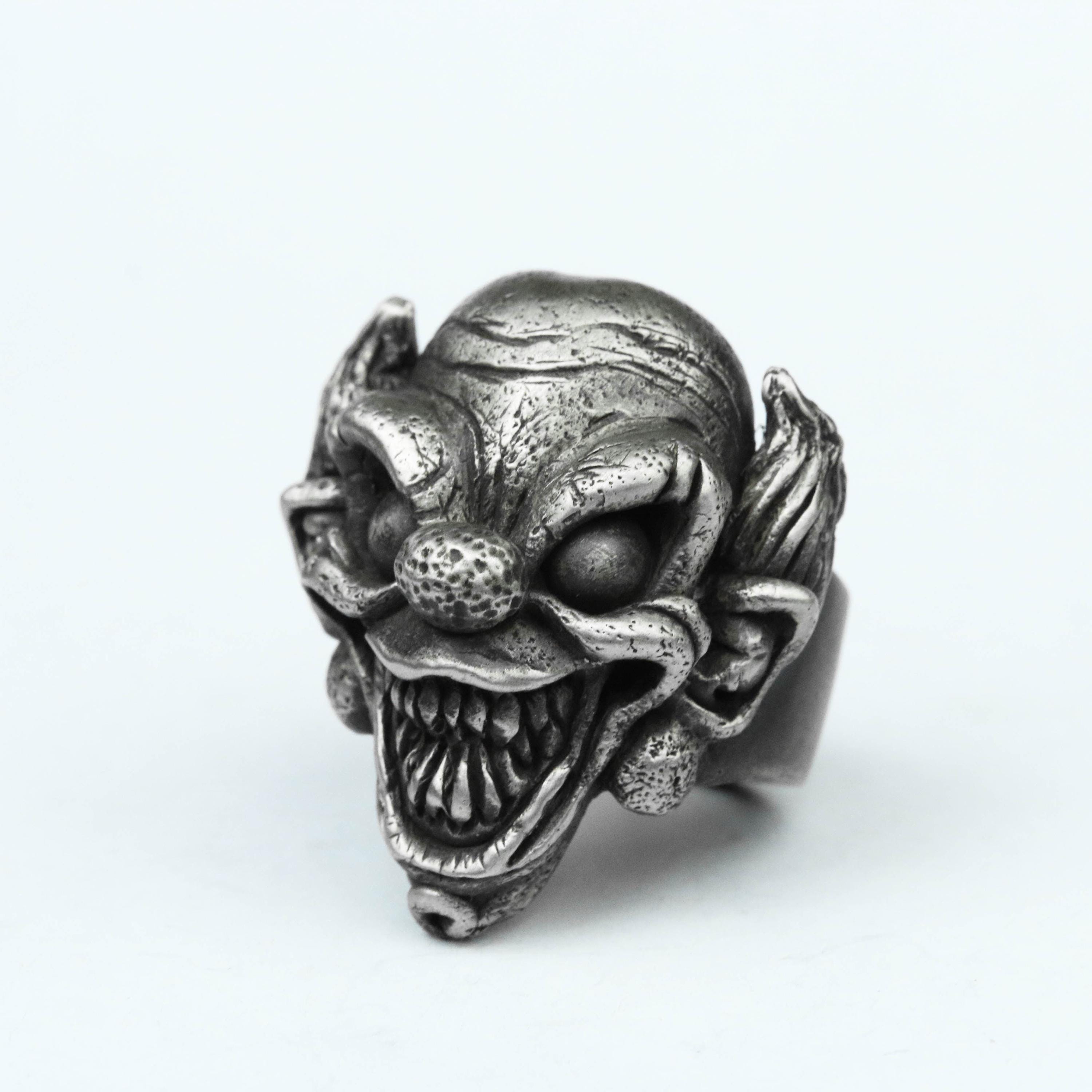 Evil Clown Smiling Ring, Creepy Clown Face Sterling Silver Pendant ...