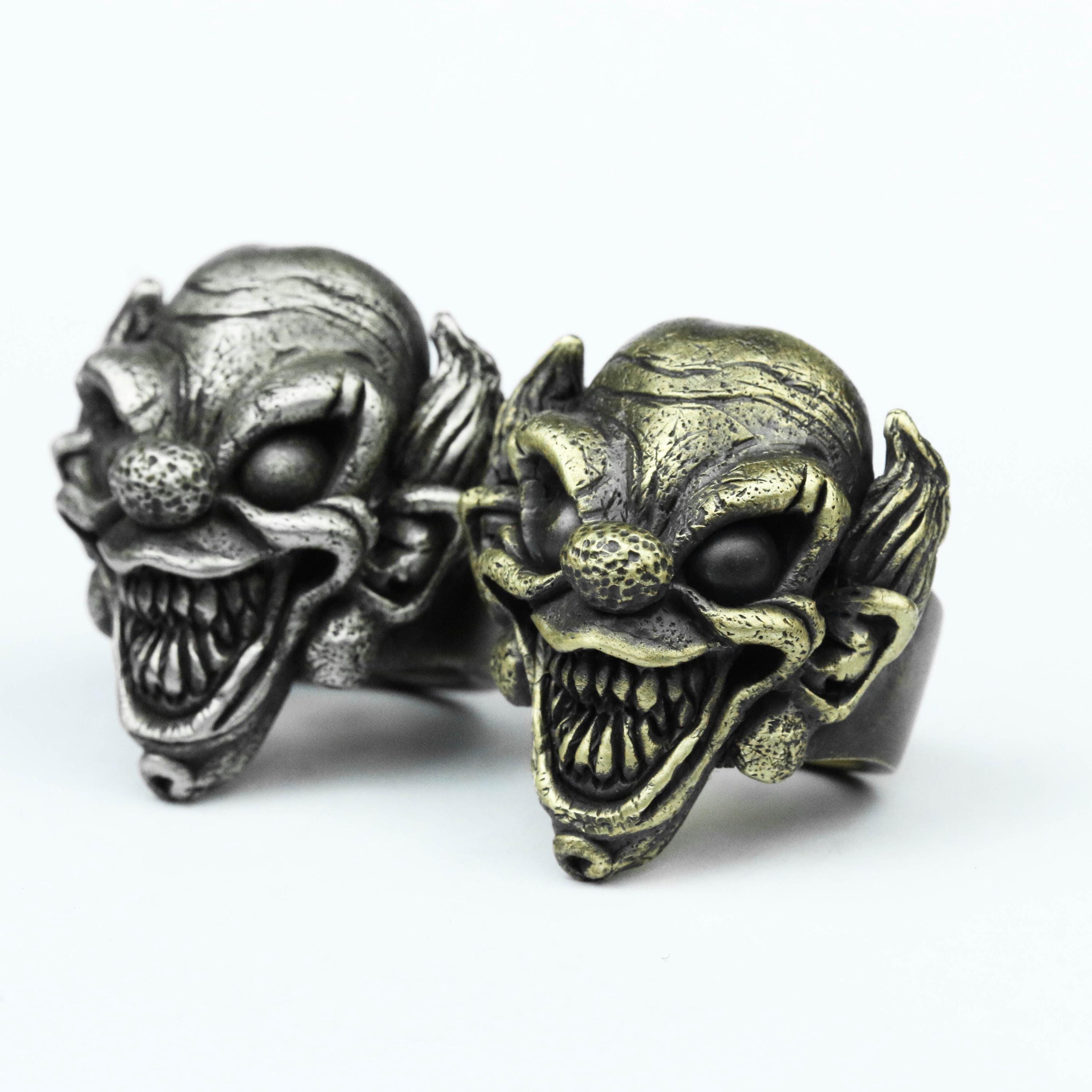 Evil Clown Smiling Ring, Creepy Clown Face Sterling Silver Pendant ...