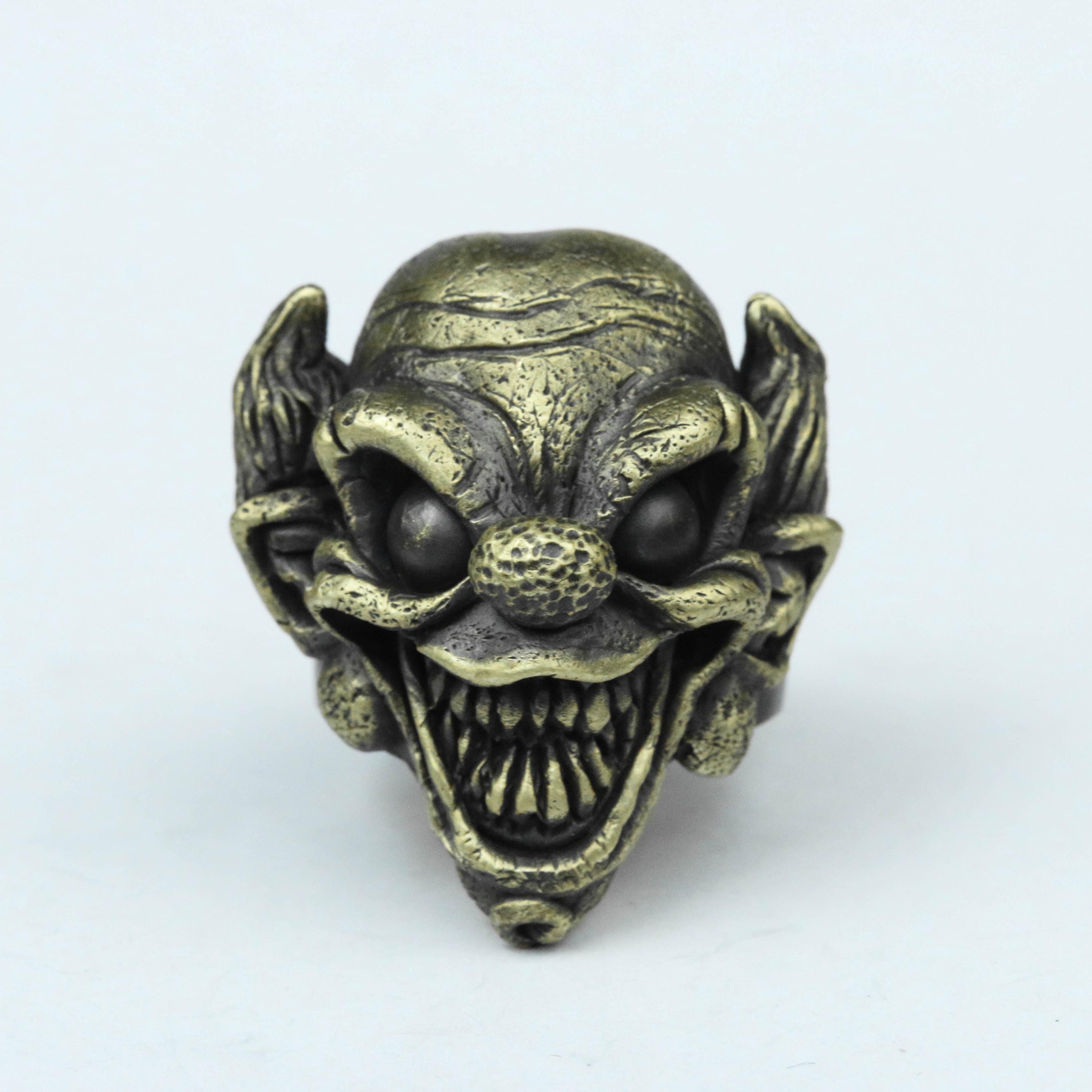 Evil Clown Smiling Ring, Creepy Clown Face Sterling Silver Pendant ...