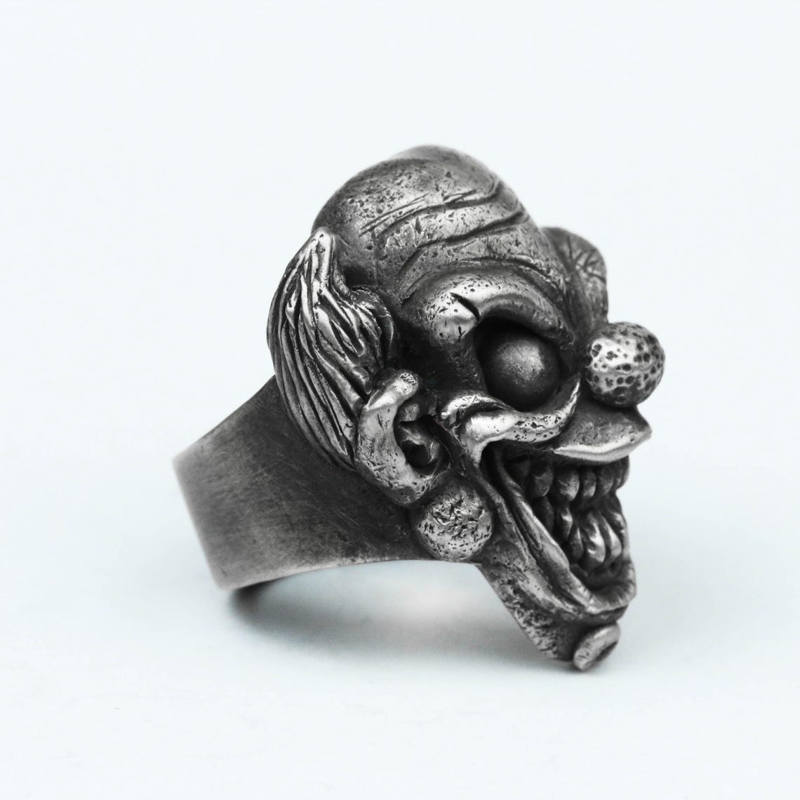 Evil Clown Smiling Ring, Creepy Clown Face Sterling Silver Pendant ...