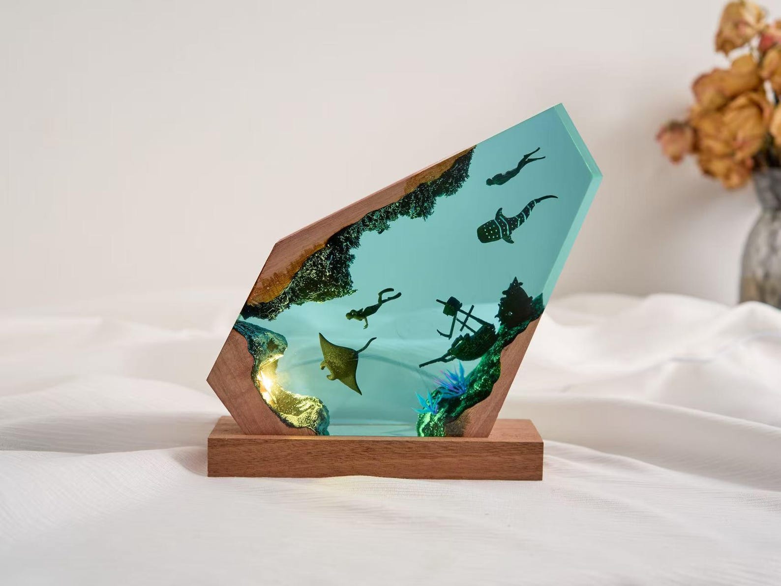 Resin Lamp, Shipwreck Scuba Diving, Whale, & Ocean Resin Night Light ...