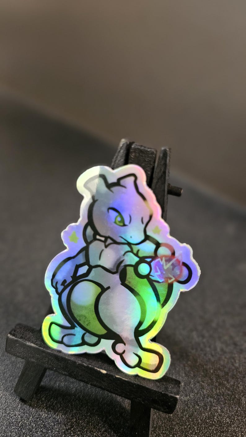 Shiny Mewtwo Holographic Sticker 3” Pokémon Vinyl Decal Etsy 0950