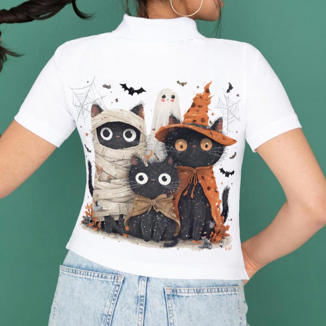 Cute Black Cats Halloween PNG | Spooky Mummy Ghost Witch Cat ...