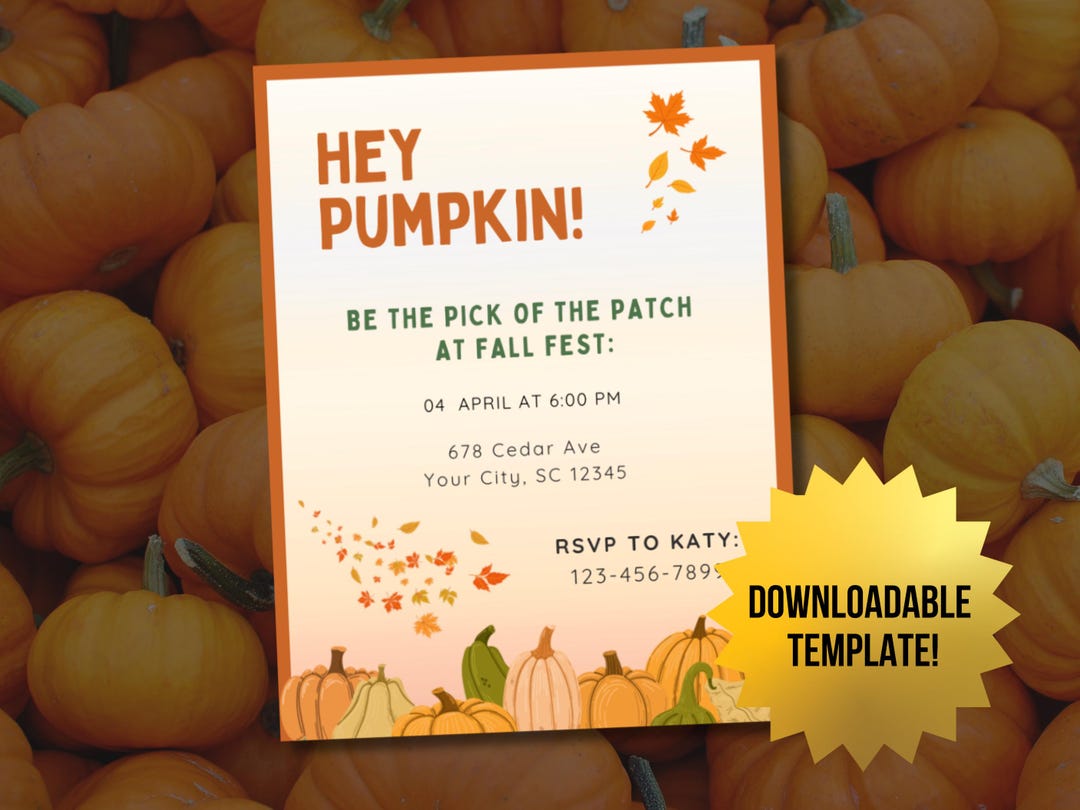 Pumpkin Fall Fest Invitation Template Customizable (canva) - Etsy