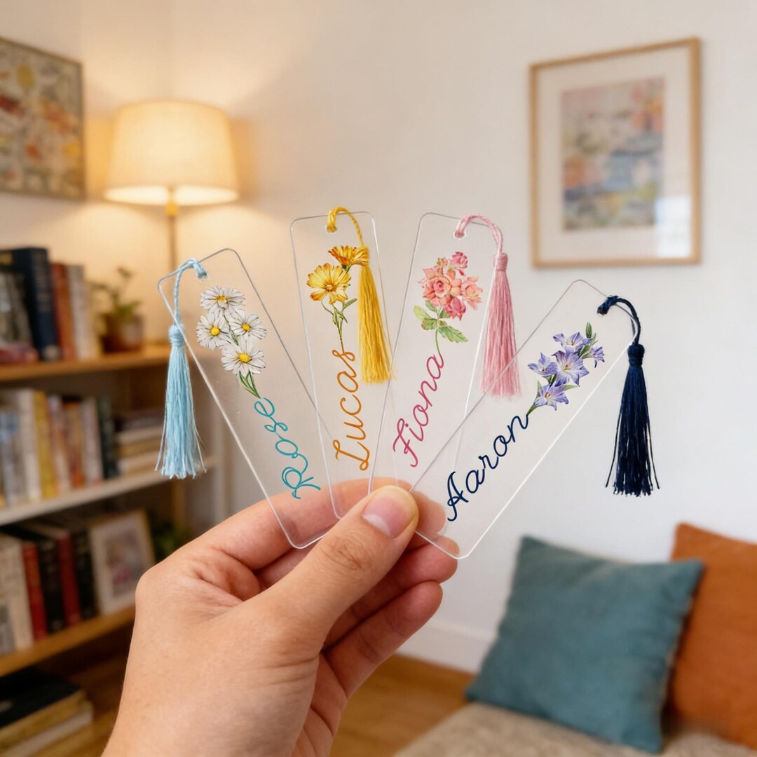 Custom December Birth Flower Acrylic Bookmark Set of 5 Or10 ...