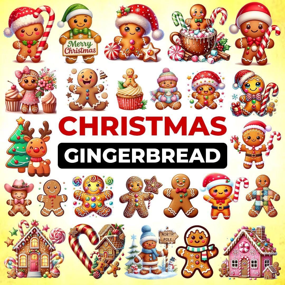 40+ Gingerbread Clipart Bundle, Christmas Png, Gingerbread Cookie ...