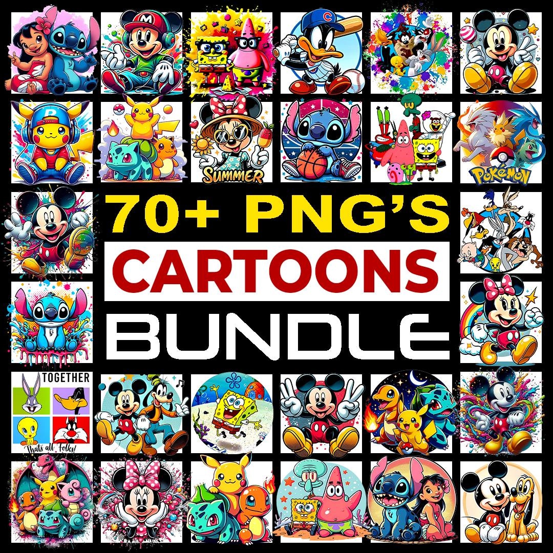 70+ PNG Cartoon Bundle, Retro Cute Cartoon Png, Cartoons Svg ...
