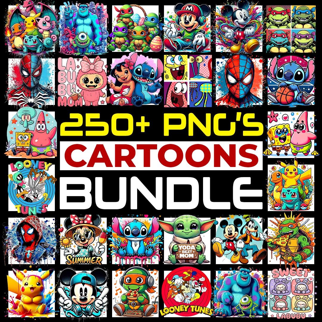 250+ Cartoon Mega Bundle Png, Cartoon Characters, Cartoon Clipart ...