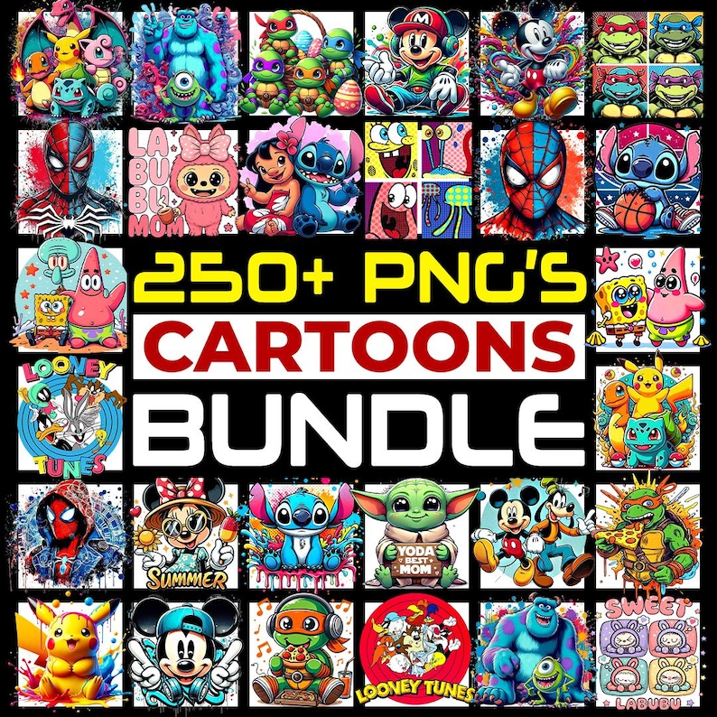 250+ Cartoon Mega Bundle Png, Cartoon Characters, Cartoon Clipart ...