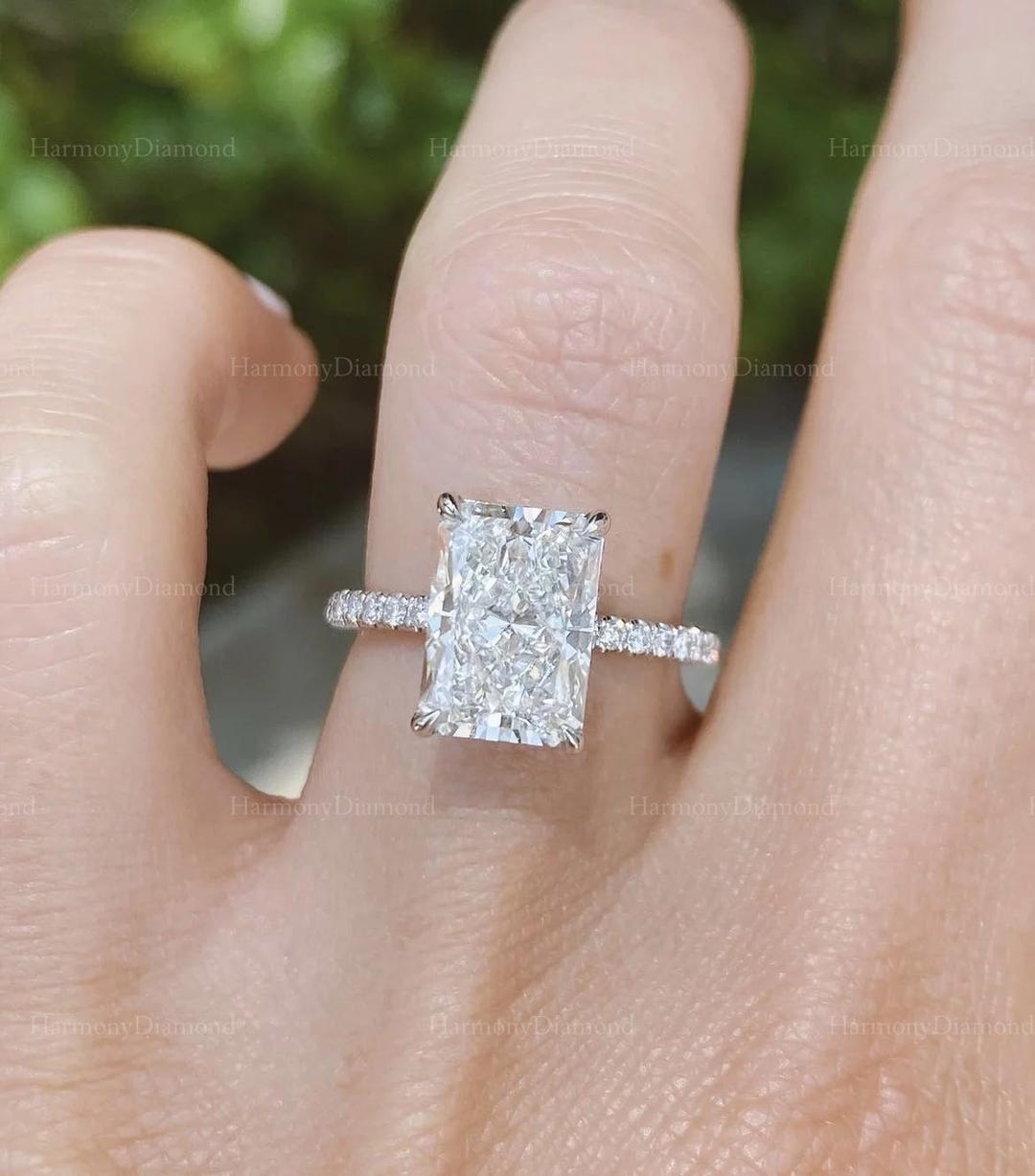 3 Carat Elongated Radiant Cut Lab Grown Diamond Engagement Ring 14k ...