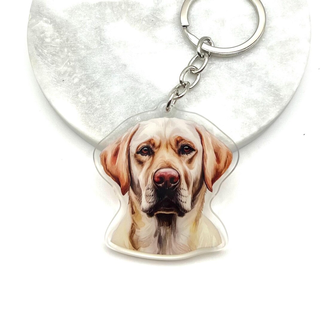 Labrador Retriever, Acrylic Keychain, Hand-drawn, Dog Keyring, Dog ...