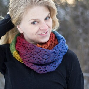 Heartfelt - Pattern for Knit Lace Infinity Shawl, Wool Rainbow Ull Cowl ...