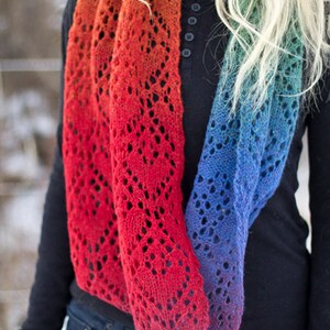 Heartfelt - Pattern for Knit Lace Infinity Shawl, Wool Rainbow Ull Cowl ...