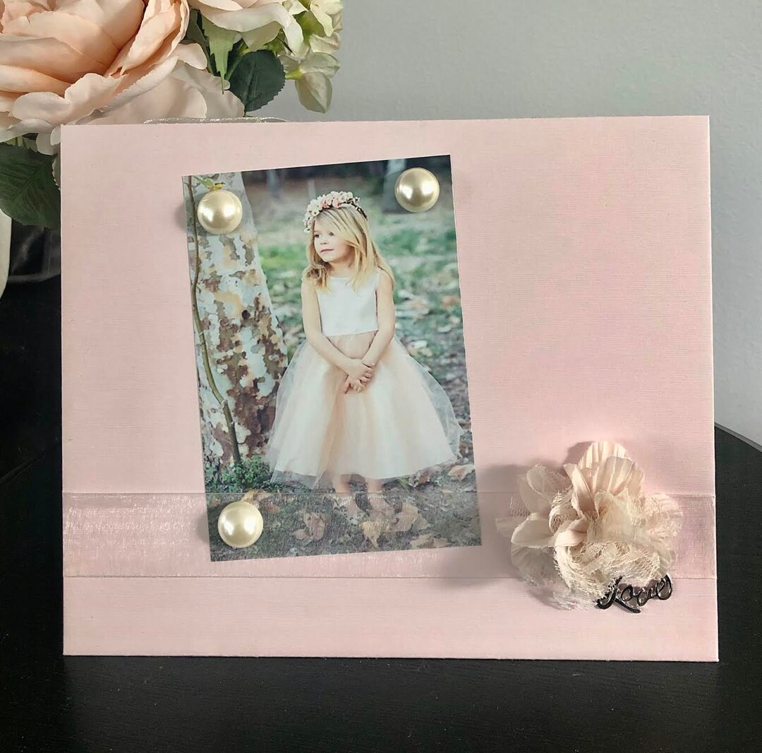 Pretty in Pink Flower Love Little Girl Vintage Picture Frame Handmade ...