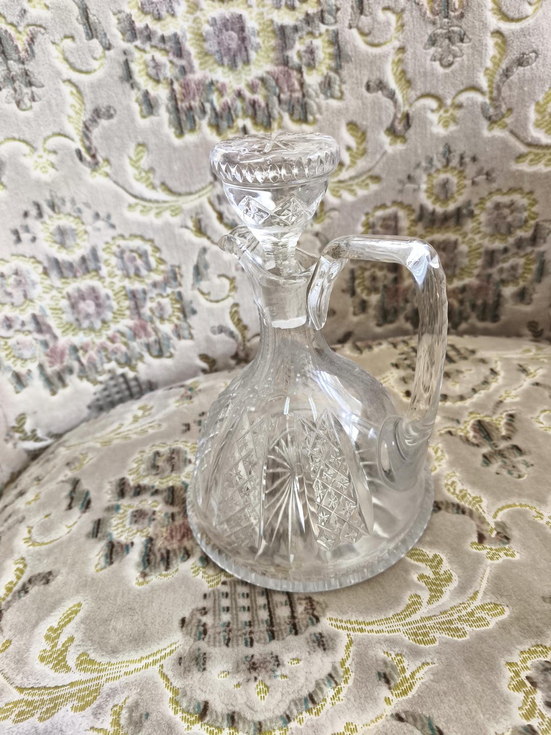 Vintage Cut Crystal Decanter With Stopper – 750ml Capacity, 22cm Tall ...