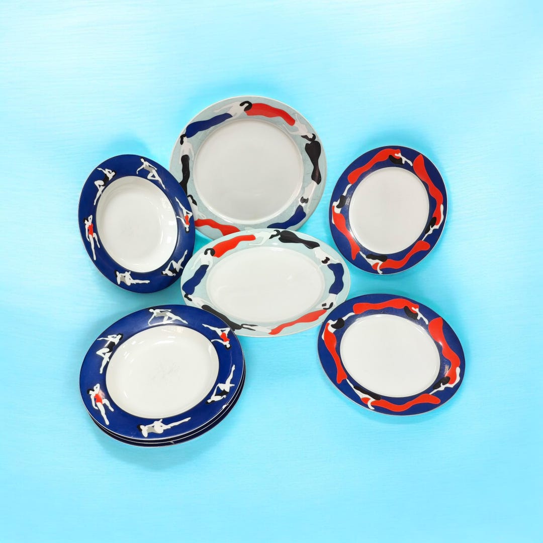 Marco Lodola Swimmers Plates – Italian Pop Art Designer Plates by ...