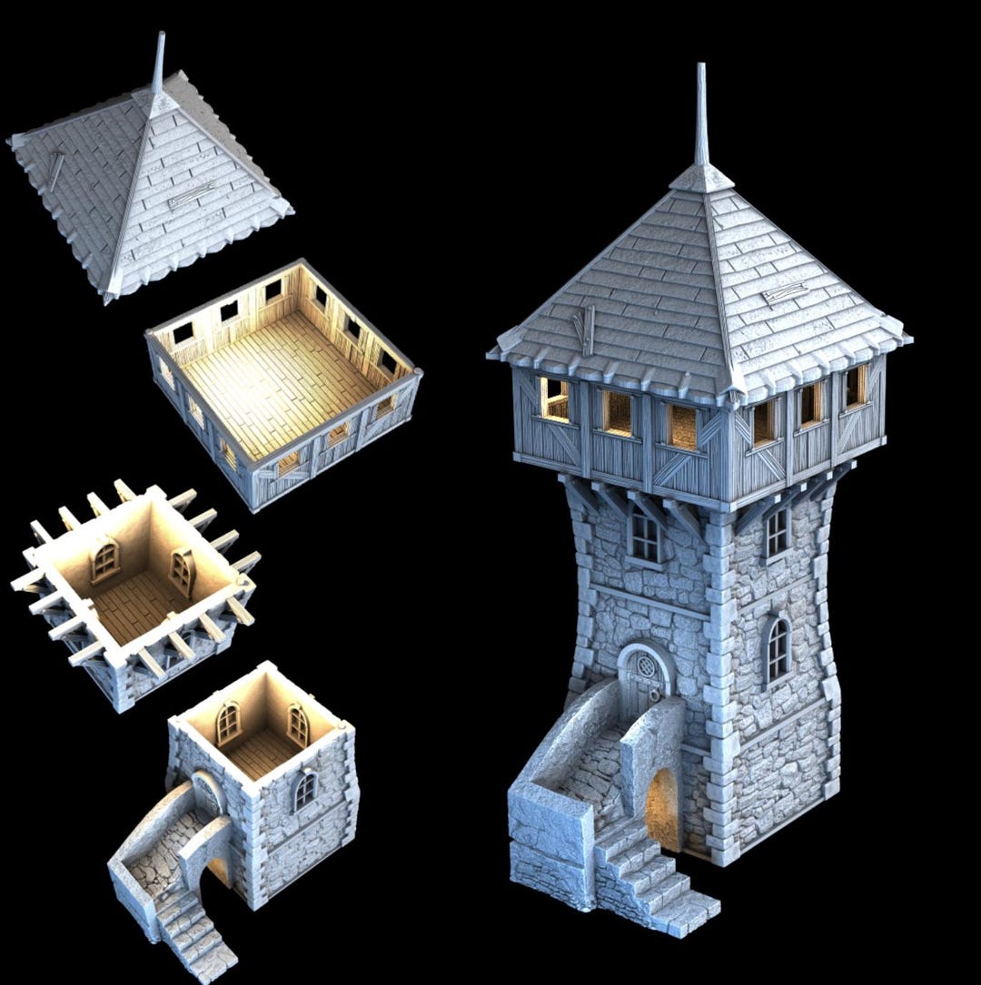 Defense Tower - Medieval Town Set 1: 28–32mm Tabletop Buildings for Dnd ...