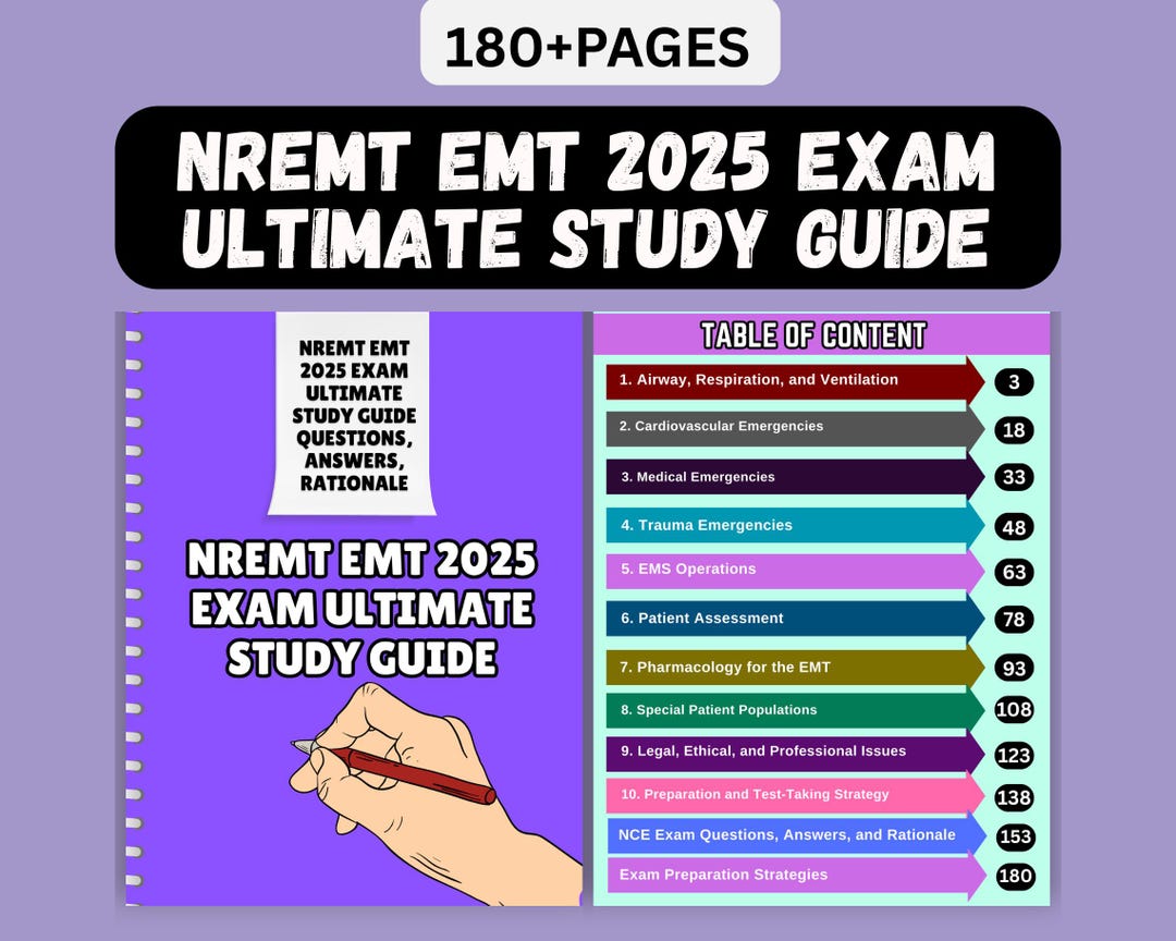 NREMT EMT Exam Study Guide 2025: Practice Questions Emt Test Prep, - Etsy