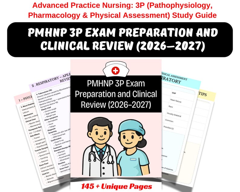 PMHNP 3P Exam Prep Study Guide, Patho Pharm Assessment Review (2026 ...