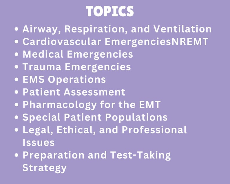 NREMT EMT Exam Study Guide 2025: Practice Questions Emt Test Prep, - Etsy