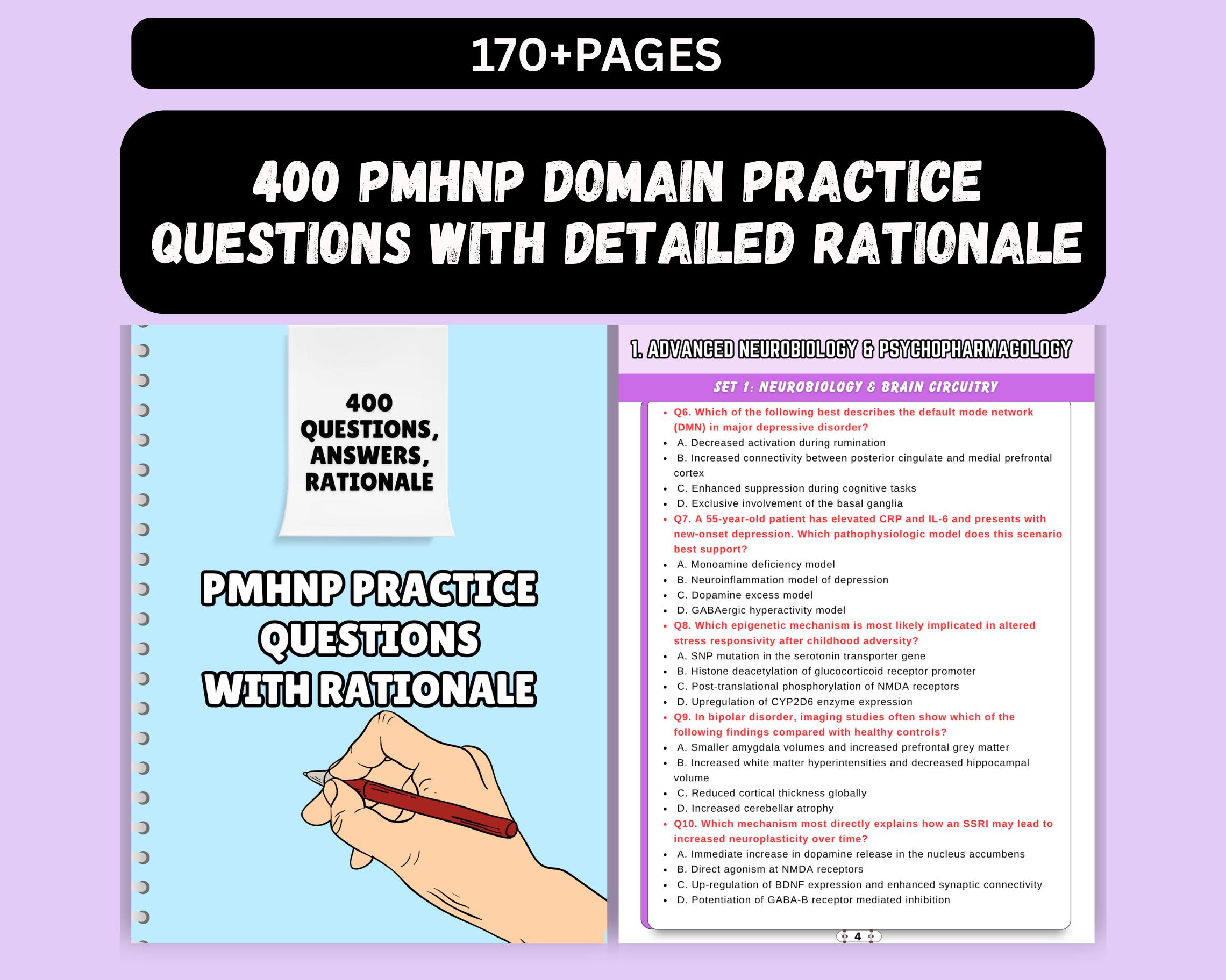 400 PMHNP Domain Practice Questions With Detailed Rationale - Etsy