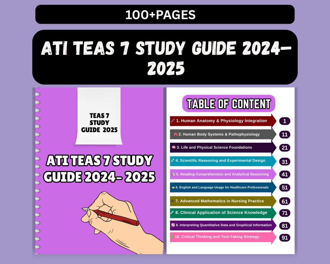 TEAS 7 Study Guide –2024 2025 Nursing Exam Prep Book - Etsy