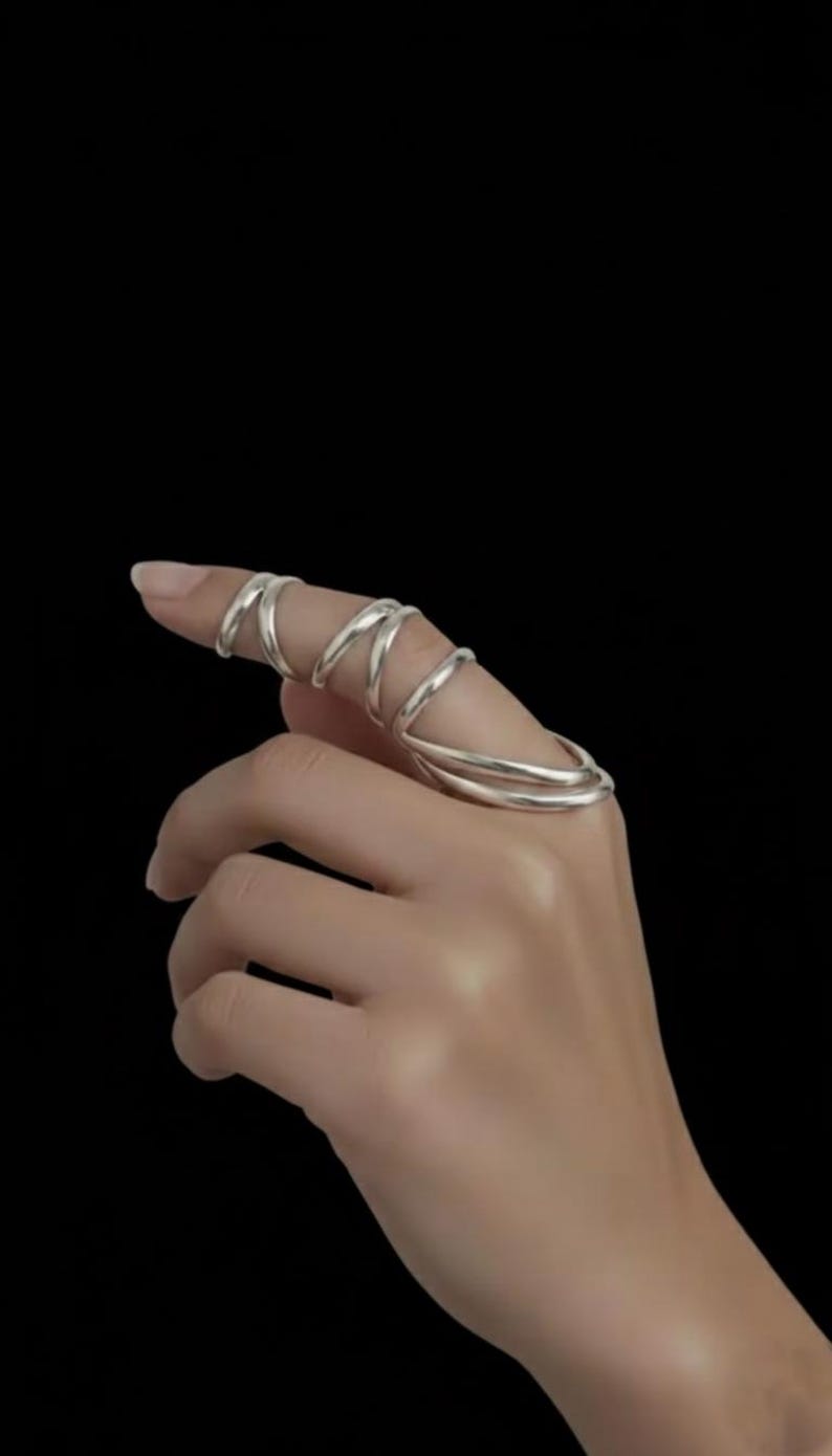 Adjustable Silver Finger Splint Ring, Futuristic Coil Design - Etsy