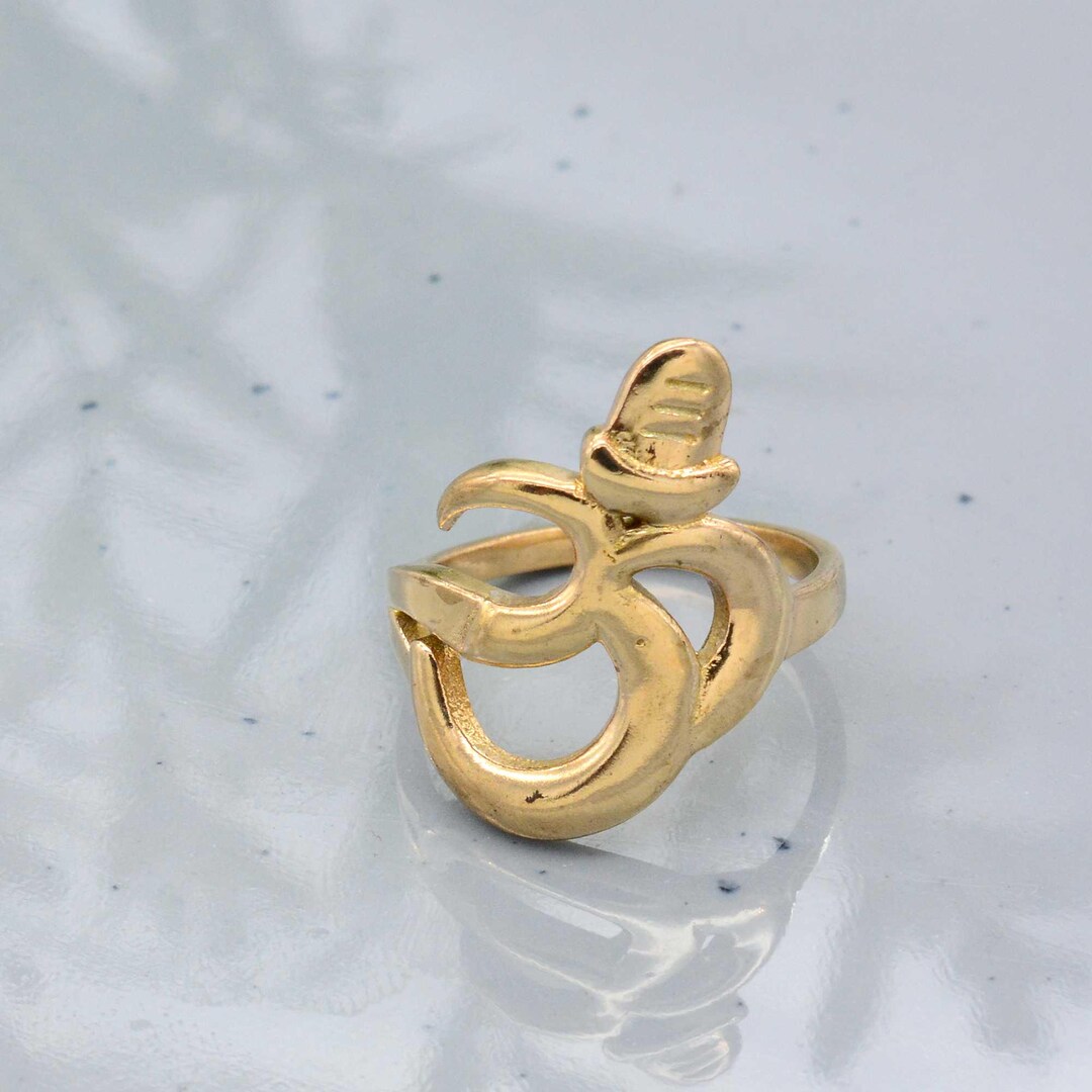 Om Symbol Ring, Shiva Lingam Brass Spiritual Ring - Etsy