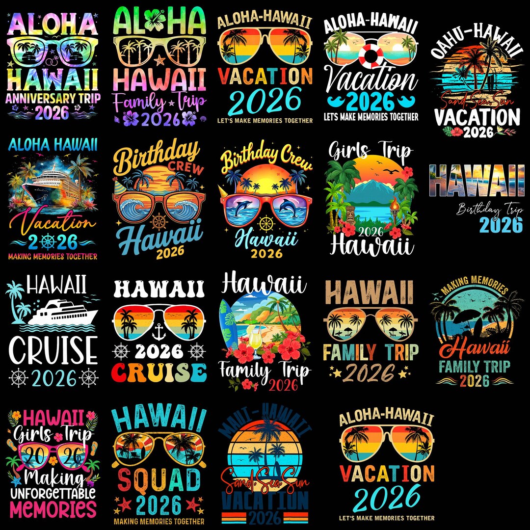 Hawaii Vacation 2026 PNG Bundle, Aloha Hawaii Family Trip Girls Trip ...