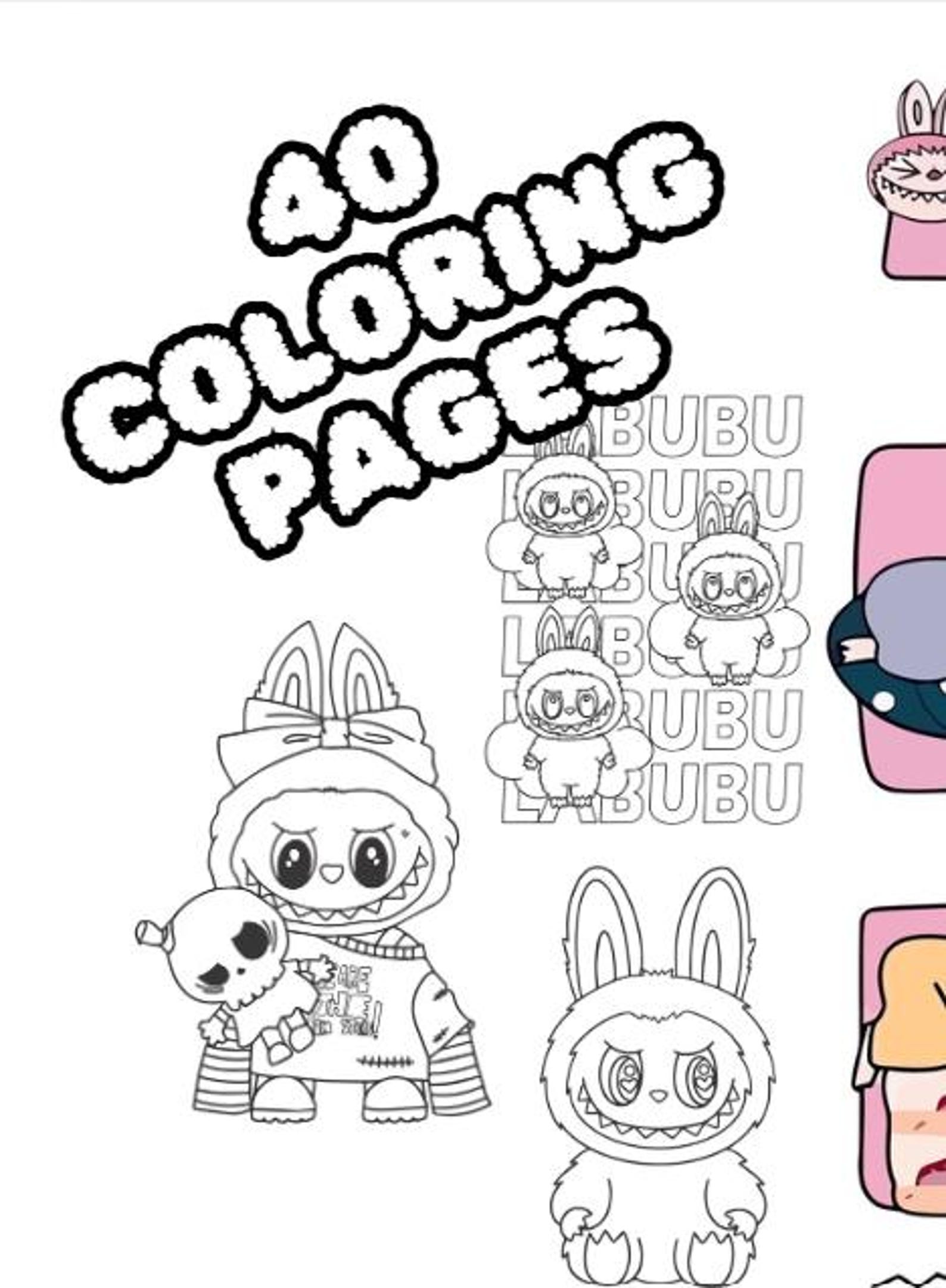 Labubu Coloring Pages: 40 Unique Printable Designs (digital Download ...
