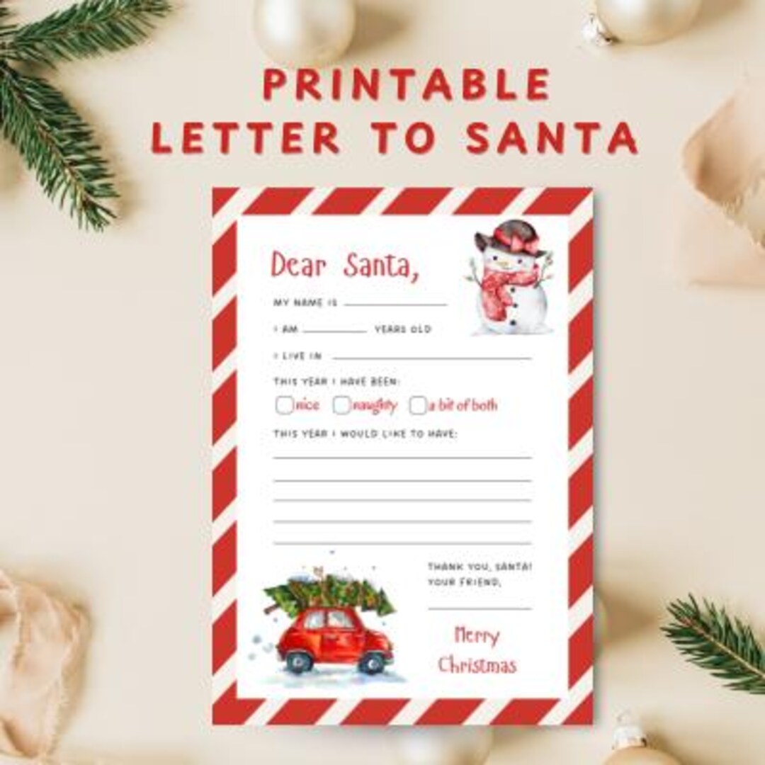Letter to Santa Printable Easy to Print Letter to Santa Letter Instant ...