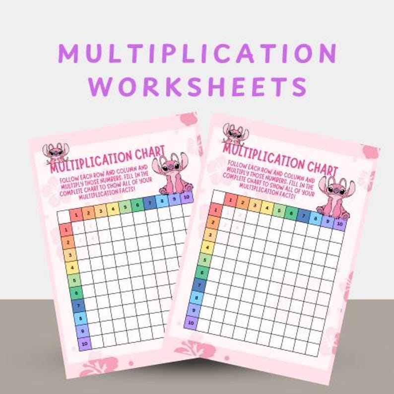 Pink Alien Multiplication Chart Poster: Educational Times Table, Stitch ...
